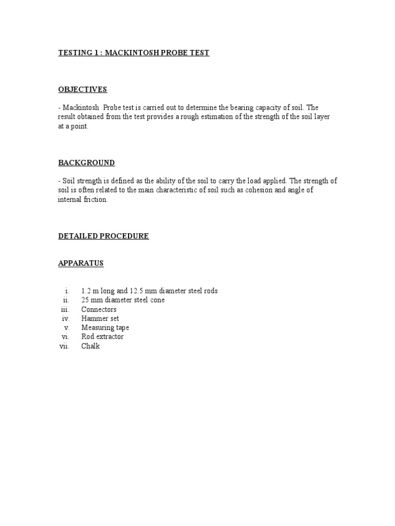 Testing 1: Mackintosh Probe Test | PDF
