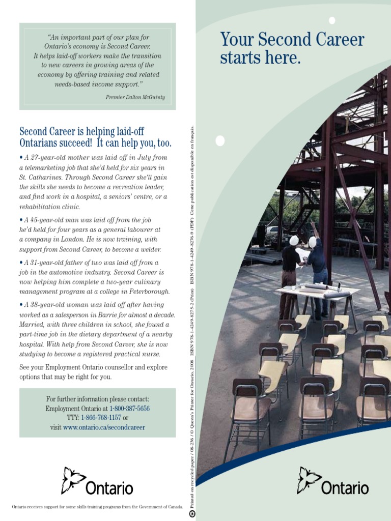 Second Career Brochure en | PDF | Ontario | Service Industries