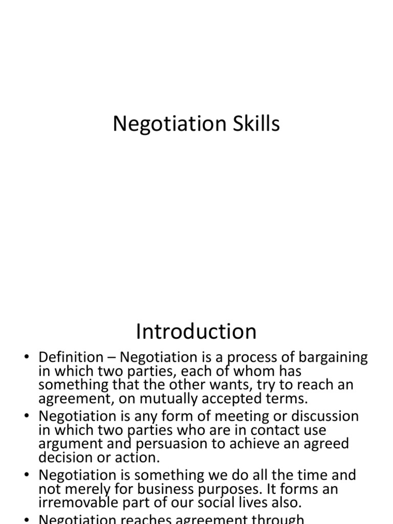 Negotiation Skills | PDF | Negotiation | Communication