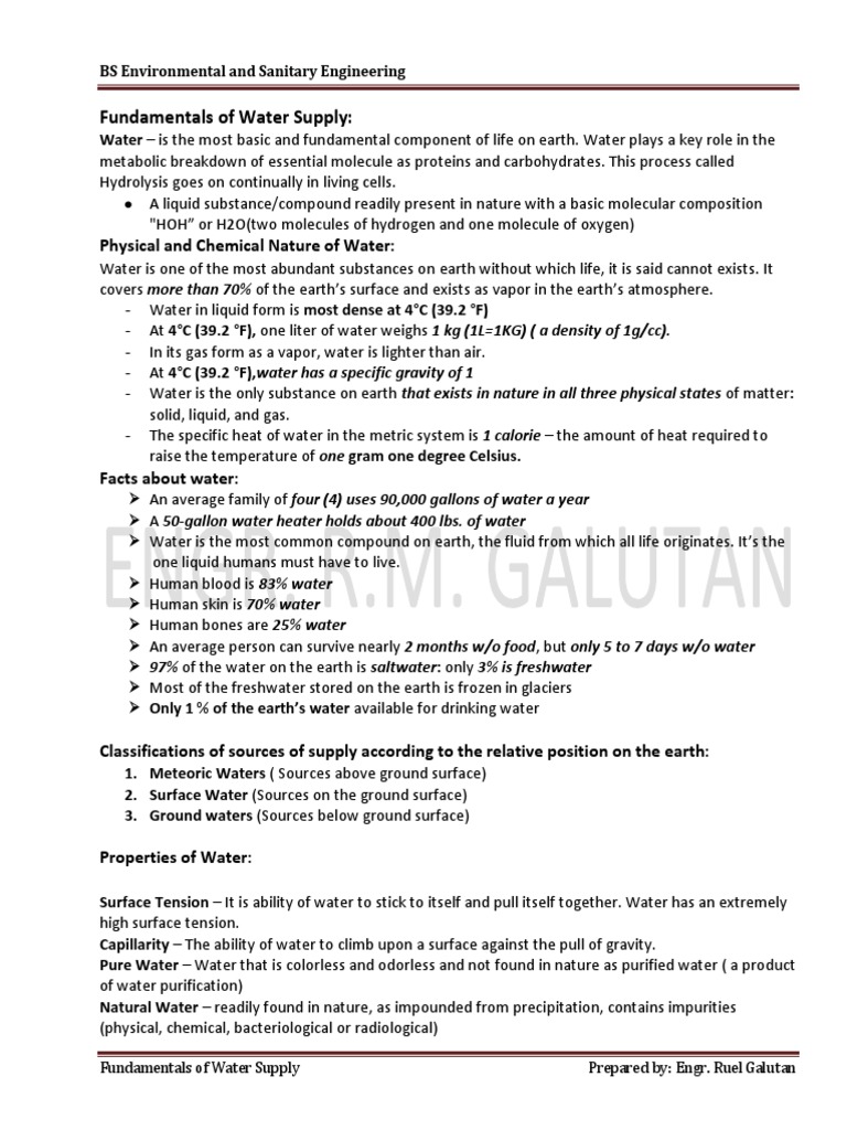 Fundamentals of Water Supply | PDF | Aquifer | Properties Of Water