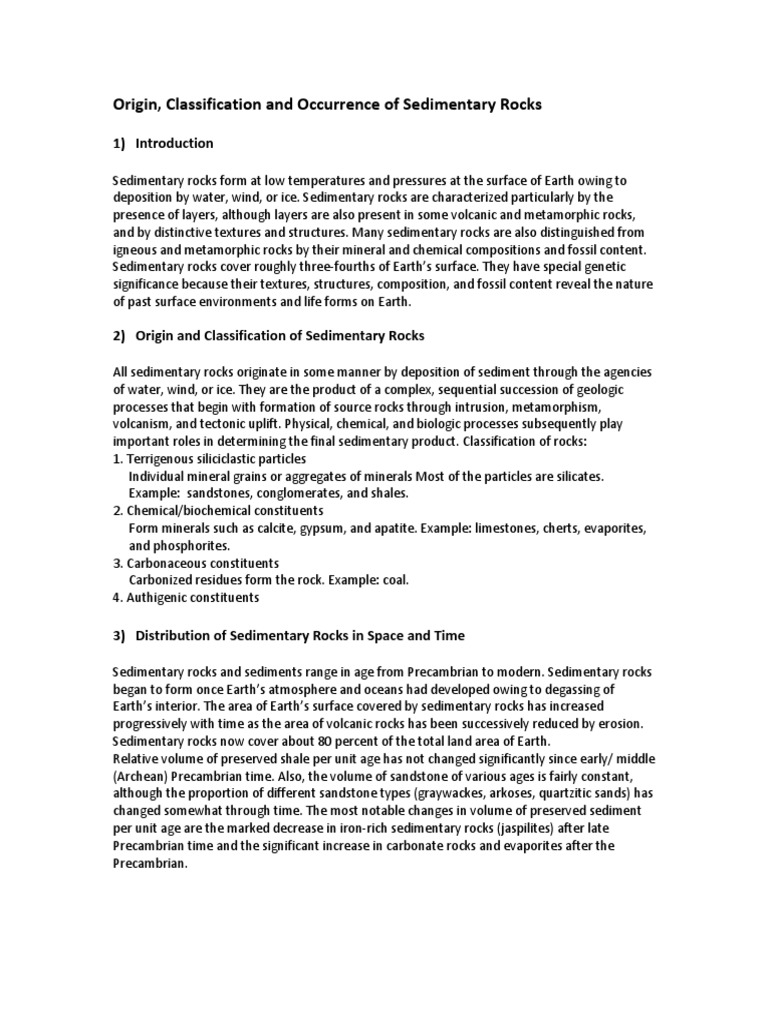 Sedimentary Rocks Notes | Sedimentary Rock | Rock (Geology)