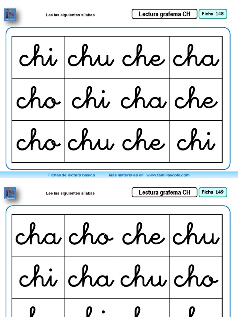 Sílabas con CH: Lectura y Ejercicios | PDF | Cocina, comidas y vino ...