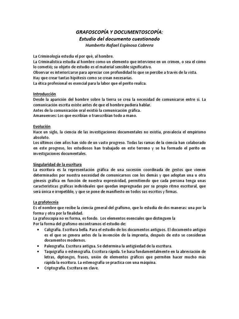 Grafoscopía y Documentoscopía | PDF | Afasia | Escritura