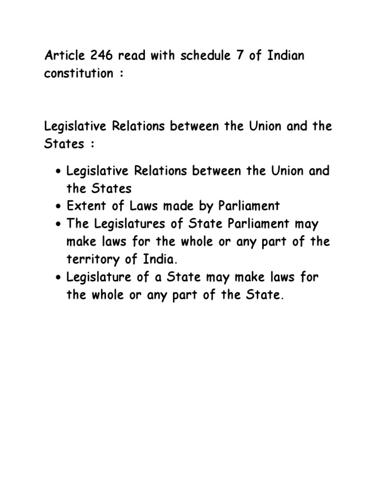 Article 246 Read With Schedule 7 of Indian Constitution | Jurisdiction ...