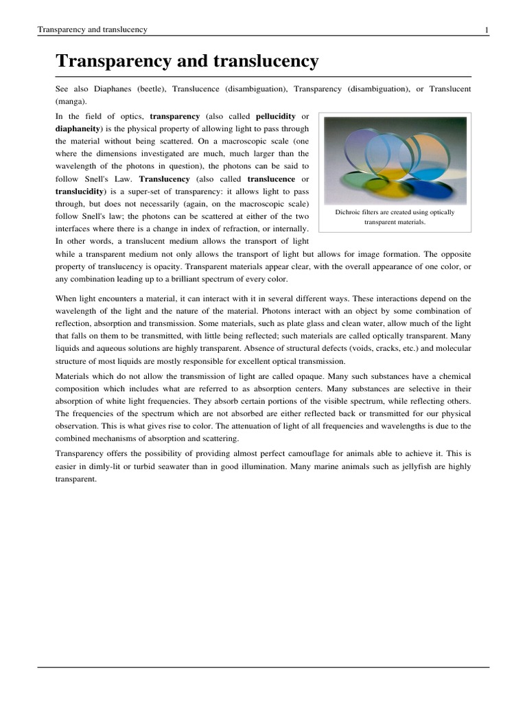 Transparency and Translucency | PDF | Optical Fiber | Ceramics
