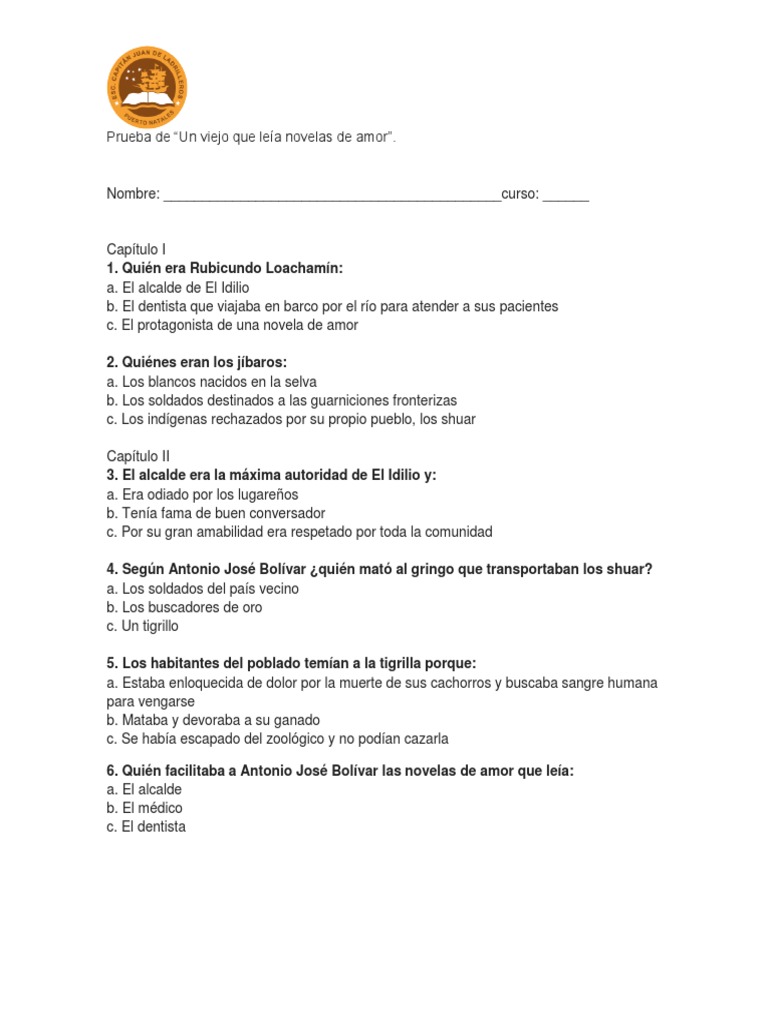 Prueba Libro Un Viejo Que Leía Novelas de Amor | PDF