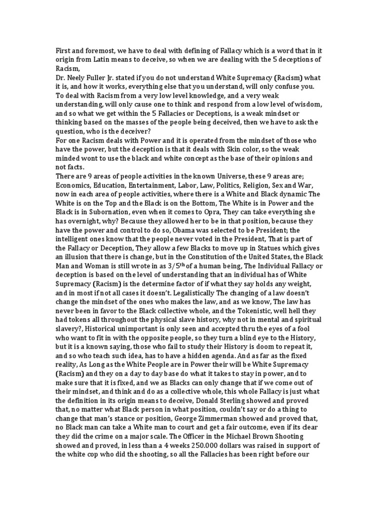 5 Fallacies of Racism | PDF | Deception | Racism