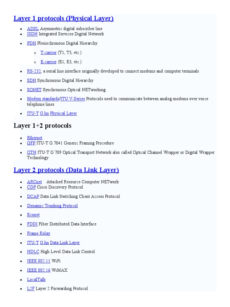 Layer 1 Protocols | PDF | Internet Protocols | Internet Protocol Suite