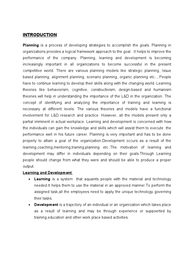Learning and Development | PDF | Goal | Strategic Planning