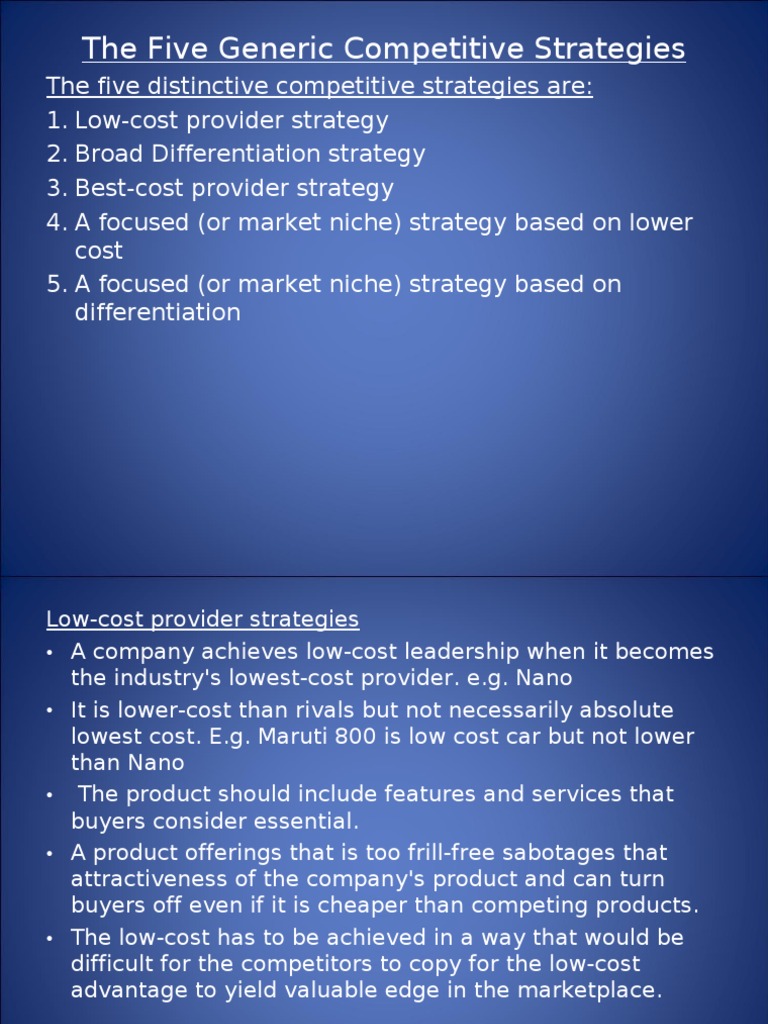 Five Generic Competitive Strategies | PDF | Competitive Advantage ...