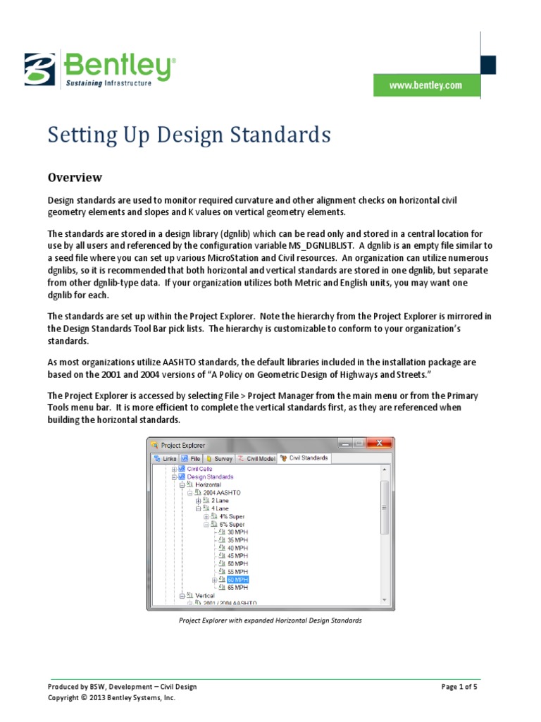 Setting Up Design Standards: Produced by BSW, Development - Civil ...