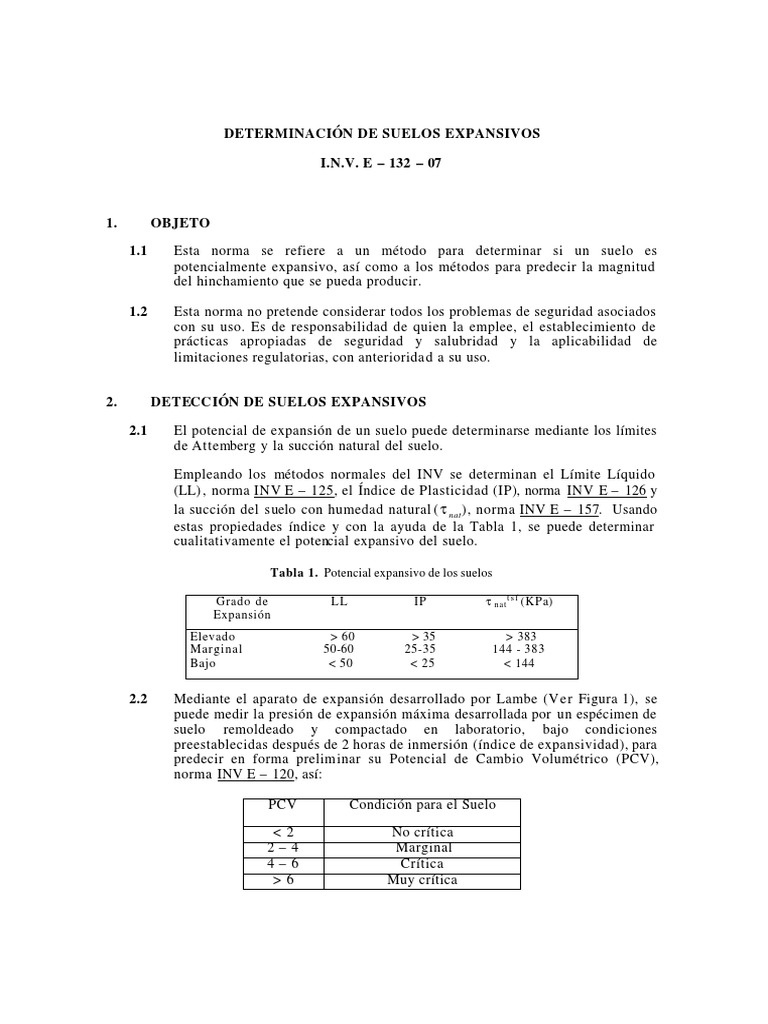 Norma INV E-132-07 | PDF | Suelo | Presión