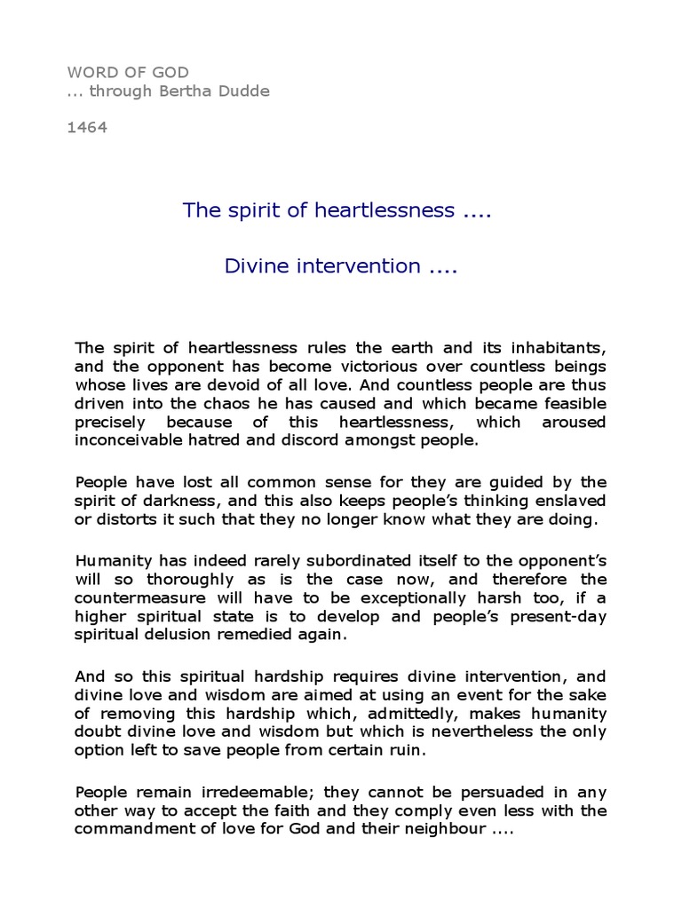 1464 The Spirit of Heartlessness .... Divine Intervention .... | PDF ...