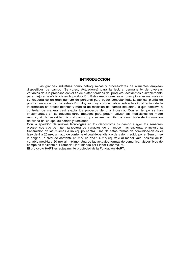 Informe PROTOCOLO HART | PDF | Señal analoga | Red de computadoras