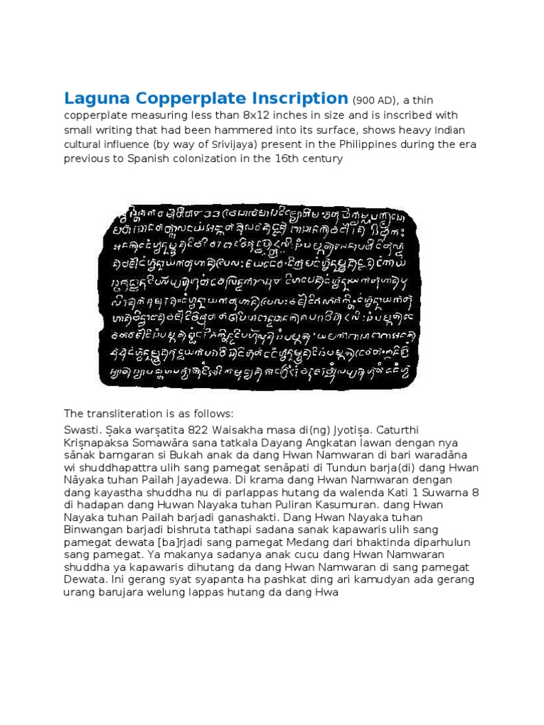Laguna Copperplate Inscription | Download Free PDF | Philippines | Writing