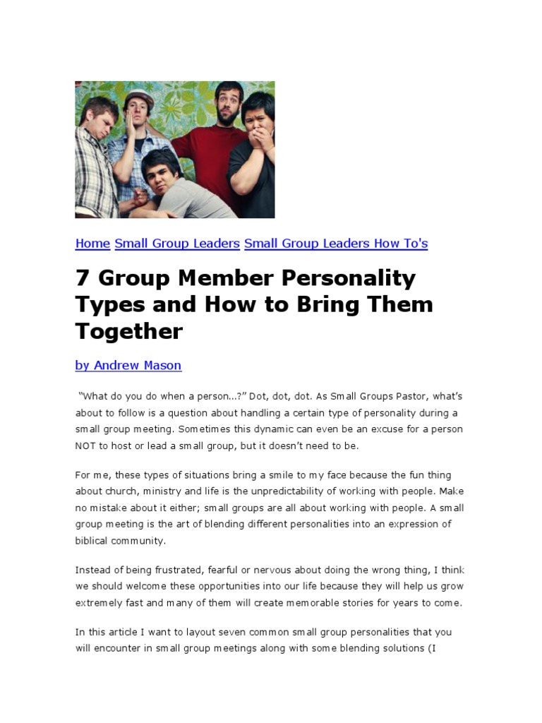 7 Group Member Personality Types and How To Bring Them Together | PDF ...