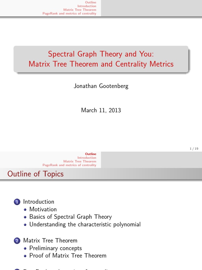 1-Jonathan Spectral Graph Theory | PDF | Matrix (Mathematics) | Determinant