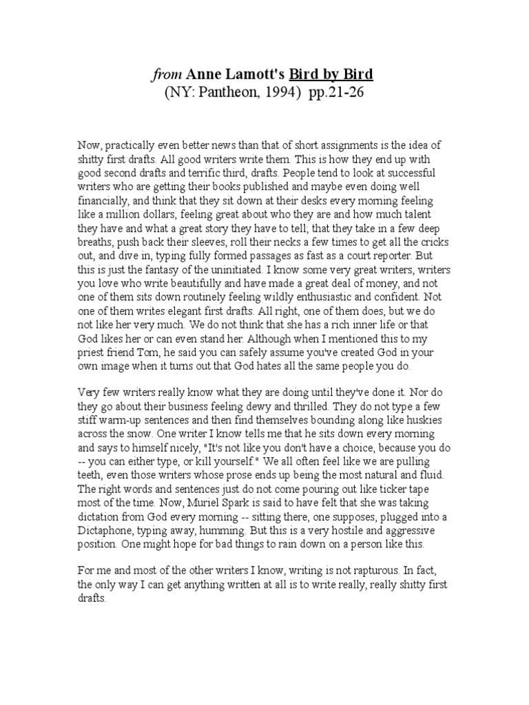 From Anne Lamott's Bird by Bird | PDF