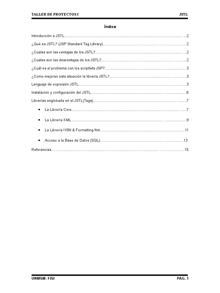 Resumen JSTL | PDF | Páginas del servidor Java | Java (lenguaje de programación)