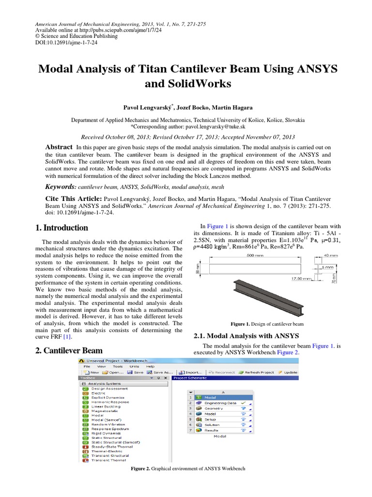 Modal Analysis of Titan Cantilever Beam Using ANSYS and SolidWorks | PDF | Finite Element Method ...