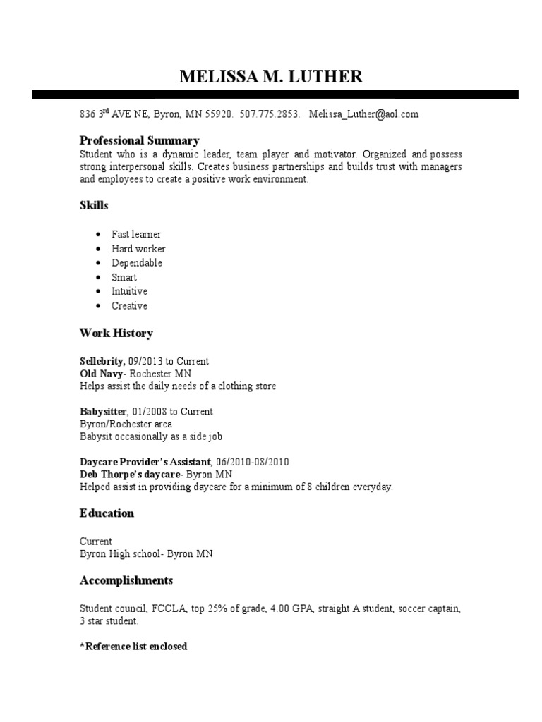 Melissa Luther Resume | PDF