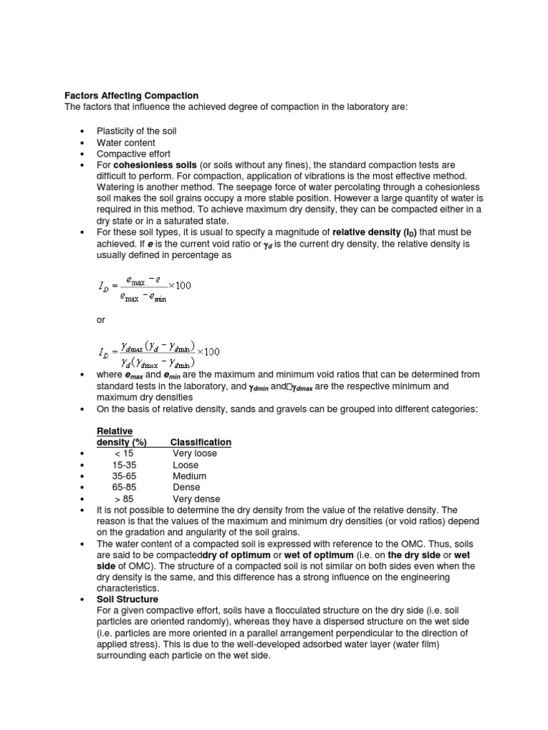 Factors Affecting Compaction | PDF | Soil | Density