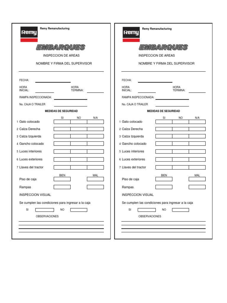 Check-List Rampas de Embarques | PDF