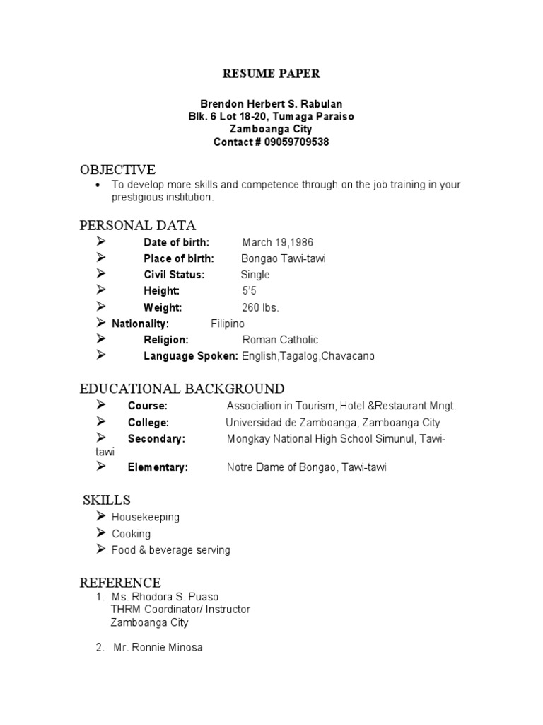 Resume of Brendon Herbert S. Rabulan | PDF
