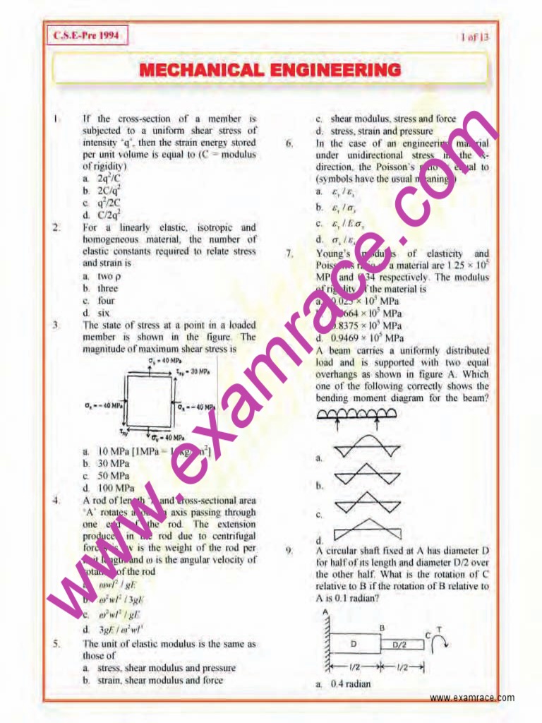 Mechanical Engineering Objective Questions Part 1 | PDF | Turbine | Enthalpy