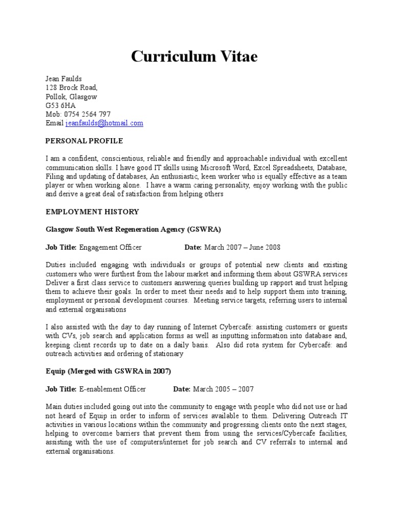 New CV JF CV1 | PDF | Databases | Employment