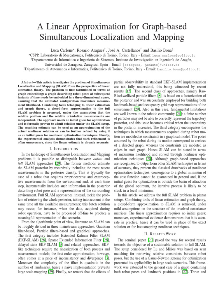 A Linear Approximation For Graph-Based Simultaneous Localization and ...