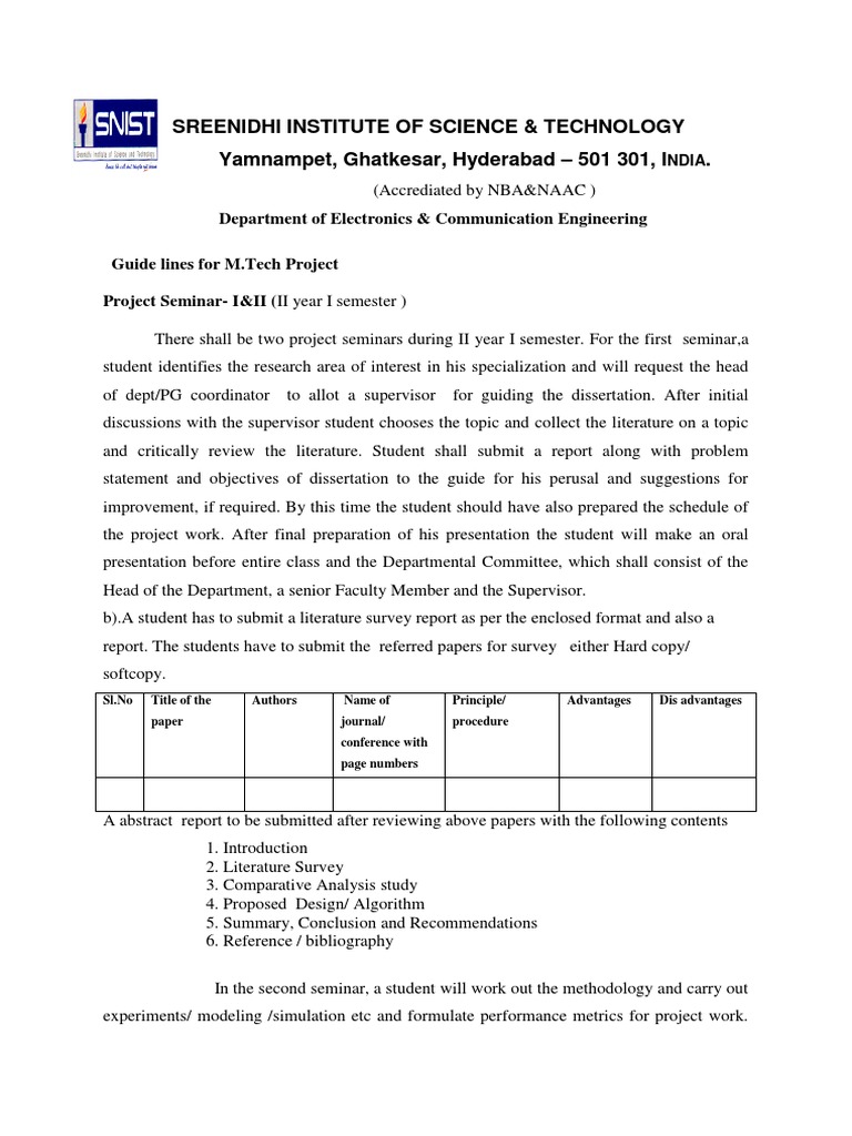 M Tech Project Guidelines Pdf Thesis Academia