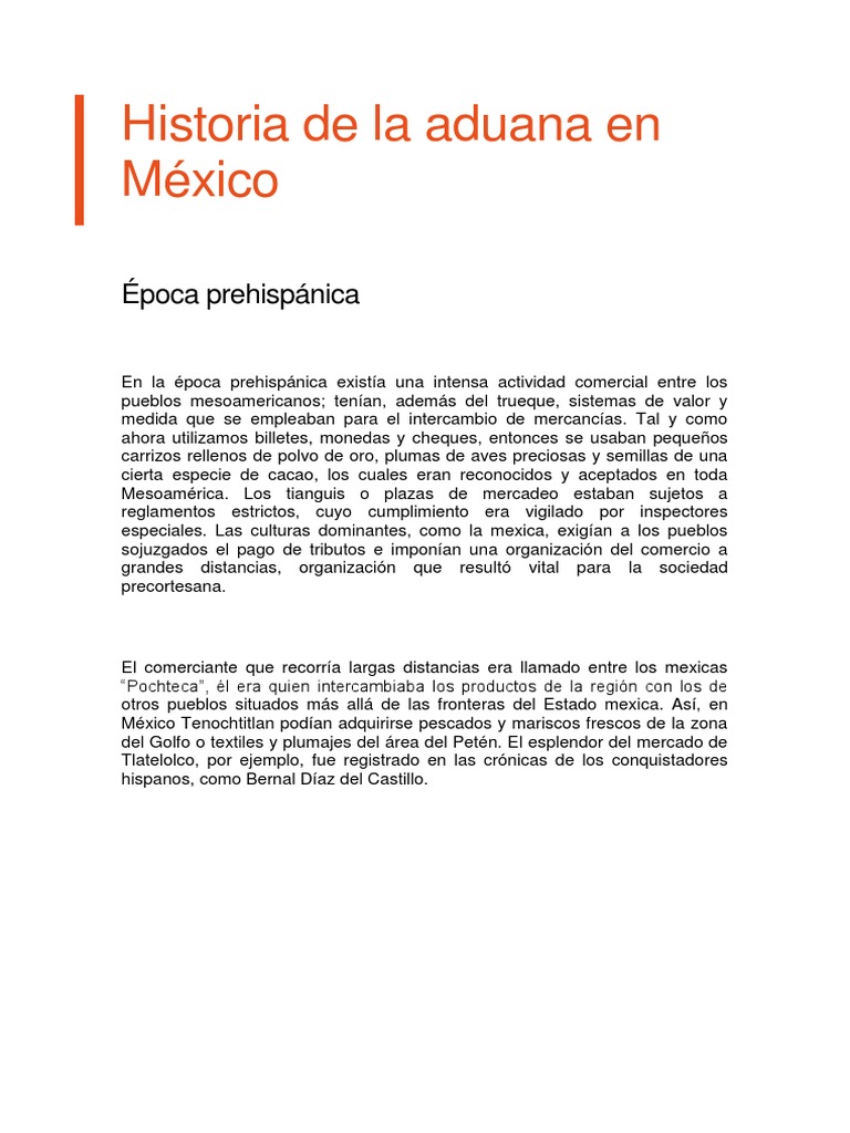 Historia De Las Aduanas En México Pdf Aduana Mesoamérica