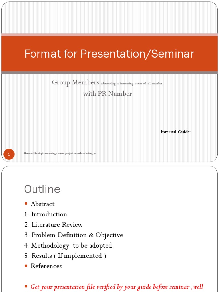 Format For Project Seminar Presentation | PDF | Abstract (Summary ...