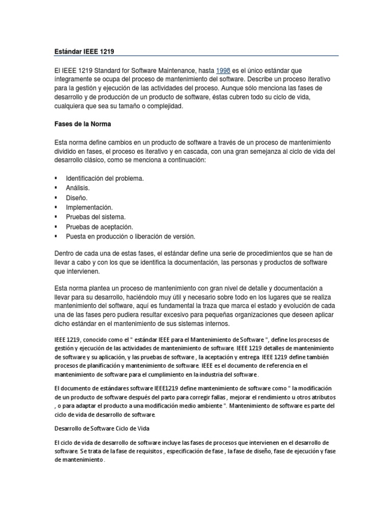 Estándar IEEE 1219 | PDF | Ingeniería de software | Software