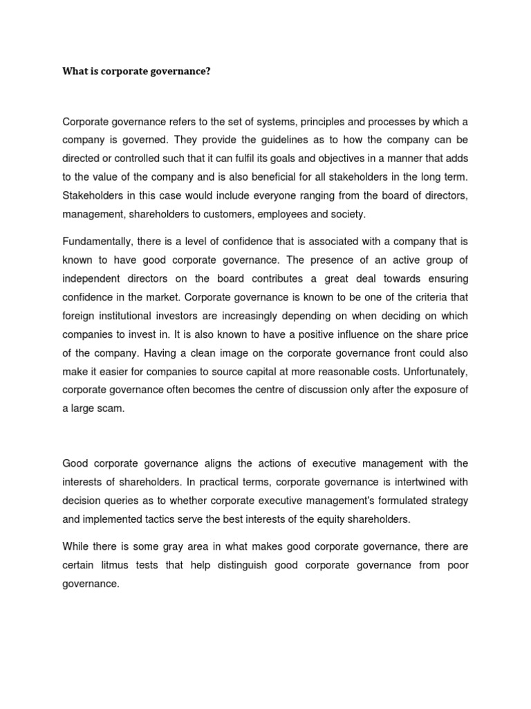 Good Corporate Governance | PDF | Corporate Governance | Governance