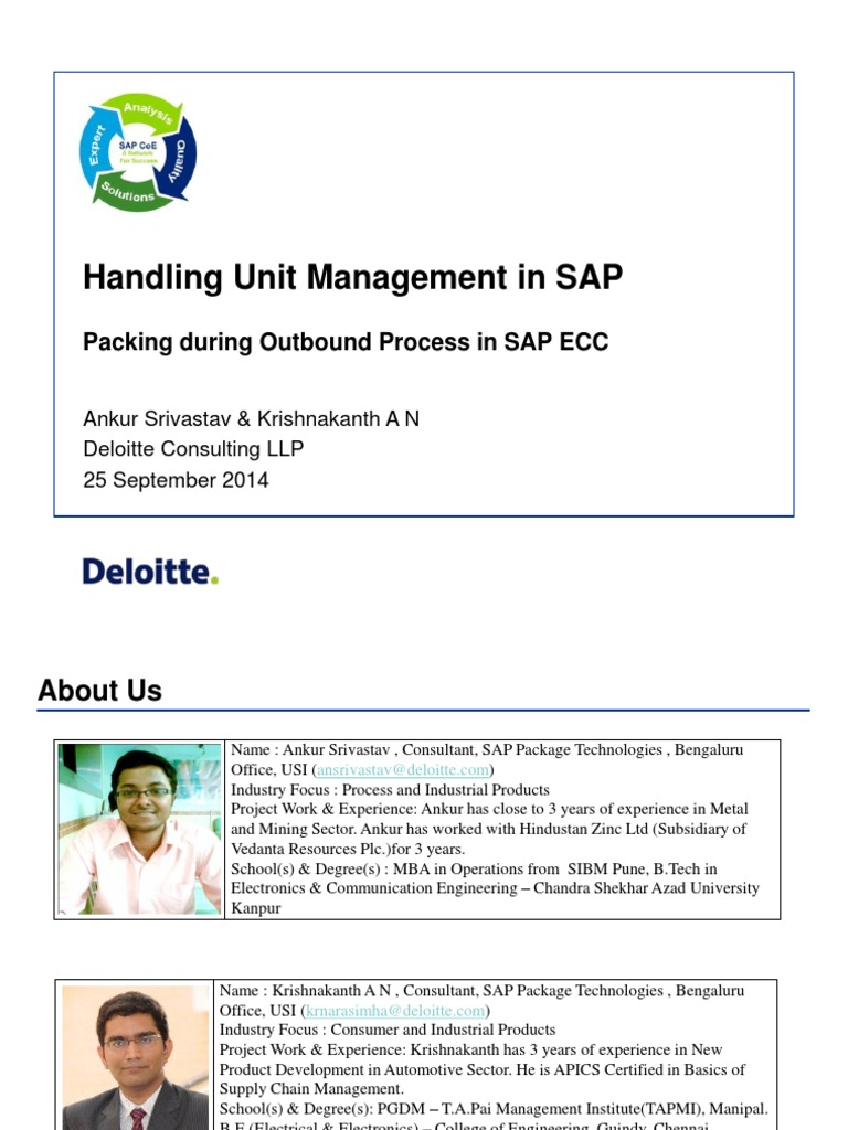 Handling Unit Management in SAP - Packing During Outbound Process | PDF ...