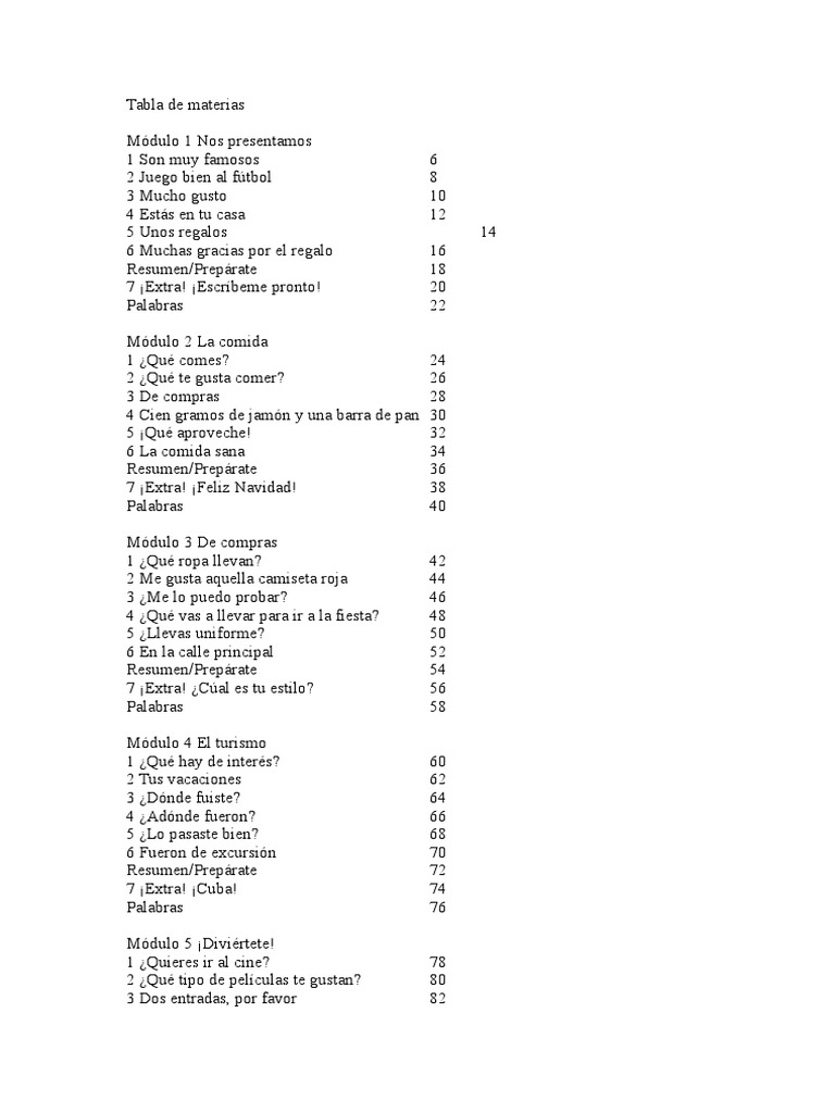 Listos 2 Rojo Pupil Book Contents | PDF | Ocio | Deportes
