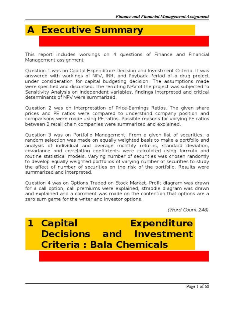 FFM Assignment | PDF | Internal Rate Of Return | Capital Budgeting
