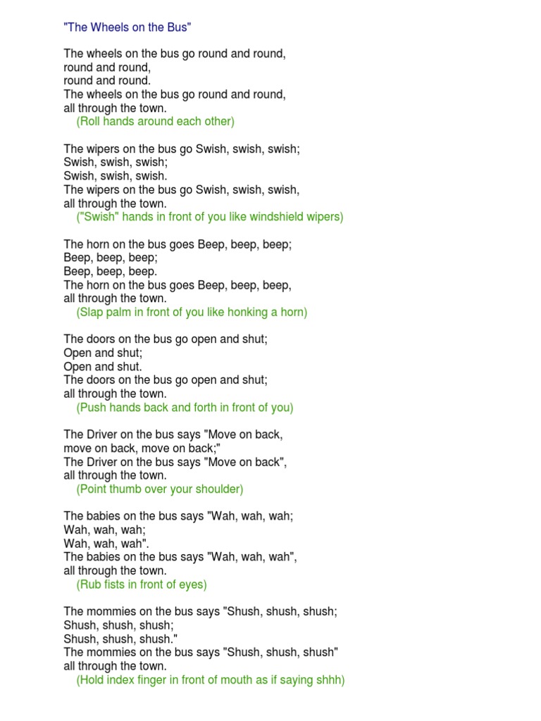 The Wheels On The Bus | PDF | Children's Songs | Children's Music