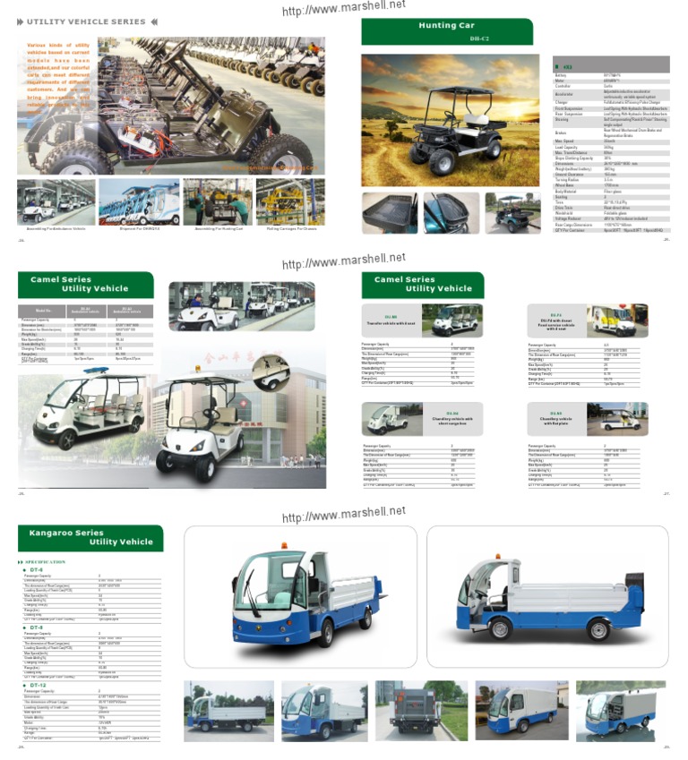 Marshell Utility Vehicle Catalog | PDF | Steering | Vehicle Technology