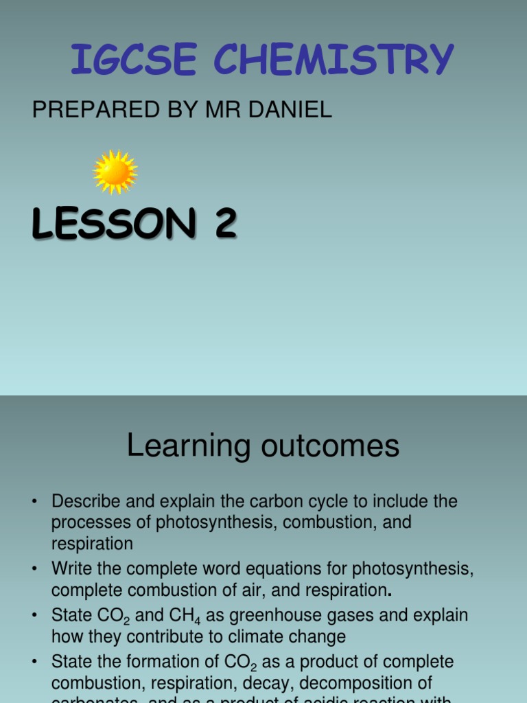 Lesson 2 Igcse Chemistry Carbon Cycle | PDF | Carbon Cycle | Carbon Dioxide