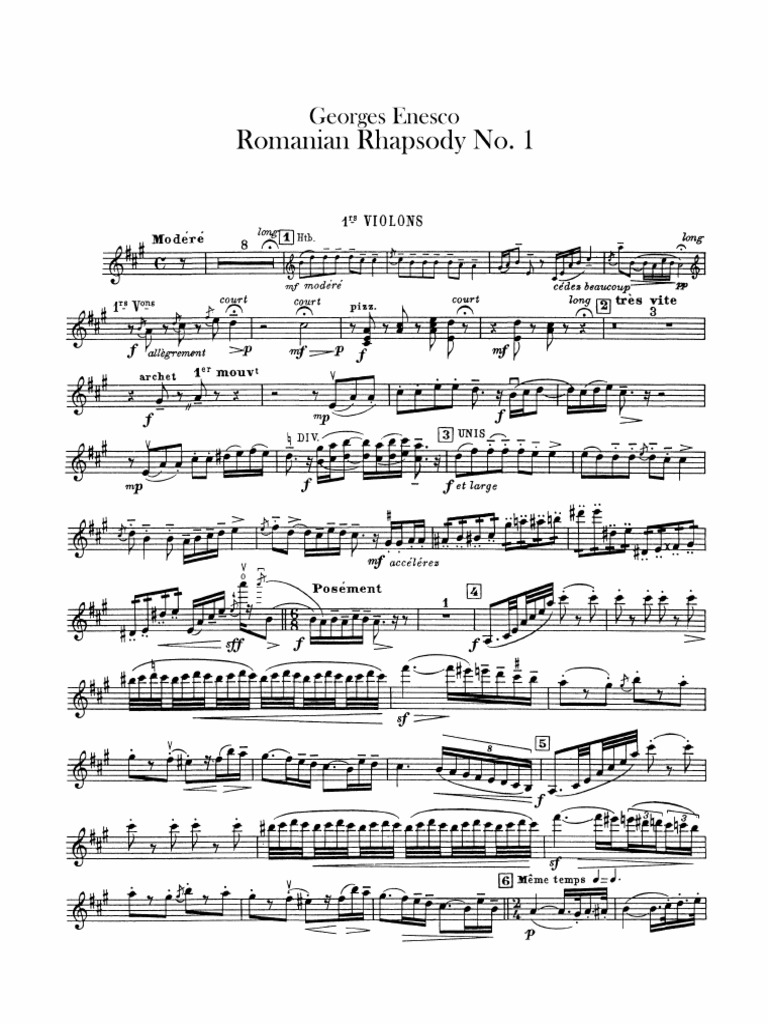 Enescu - Rapsodia Romana Vioara 1 | PDF