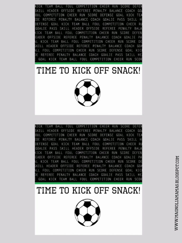 Soccer Snack Printable | PDF