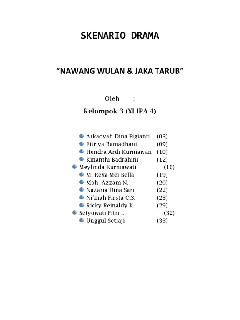 SCRIPT Jaka Tarub &nawangwulan | PDF