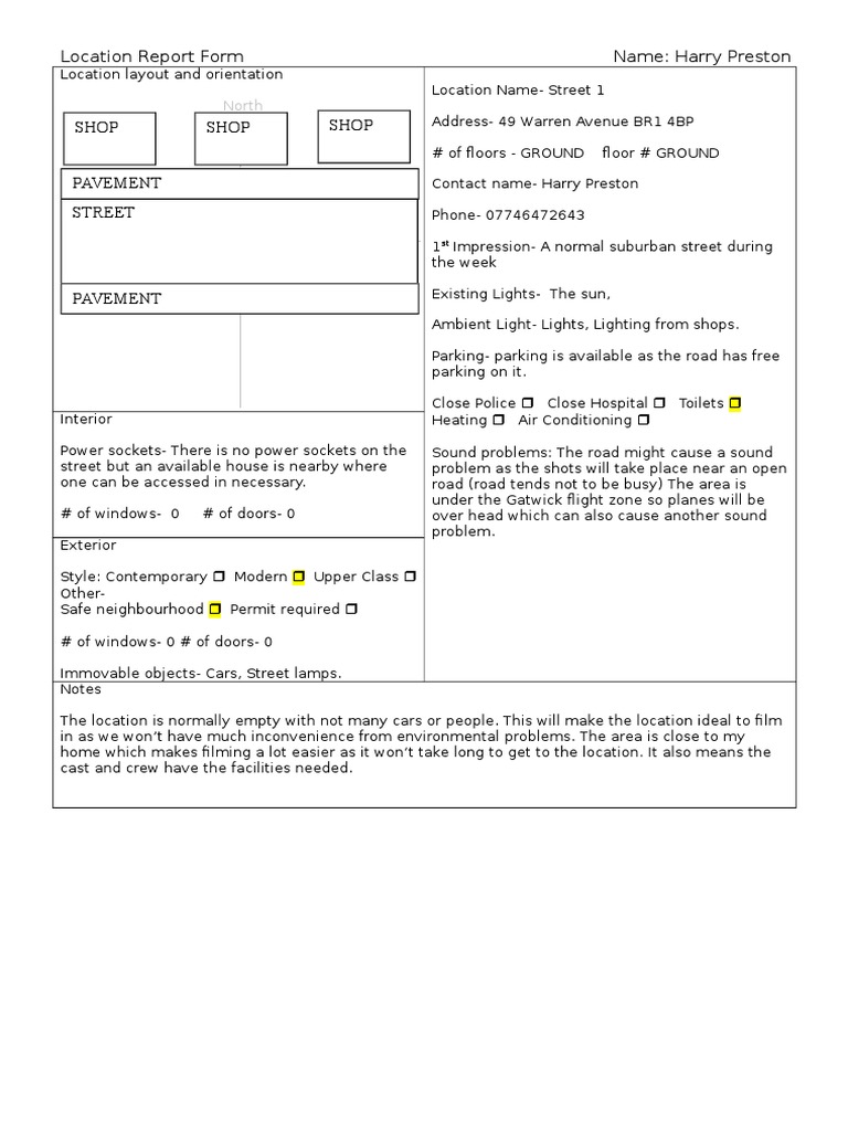 Location Report Forms | PDF