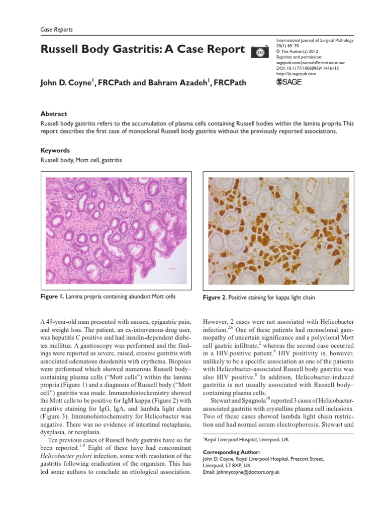 Russell Body Gastritis A Case Report | Medical Specialties | Diseases ...