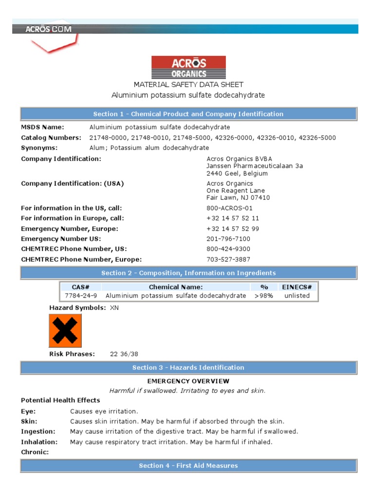 KAl (SO4) 2 | PDF | Personal Protective Equipment | Aluminium