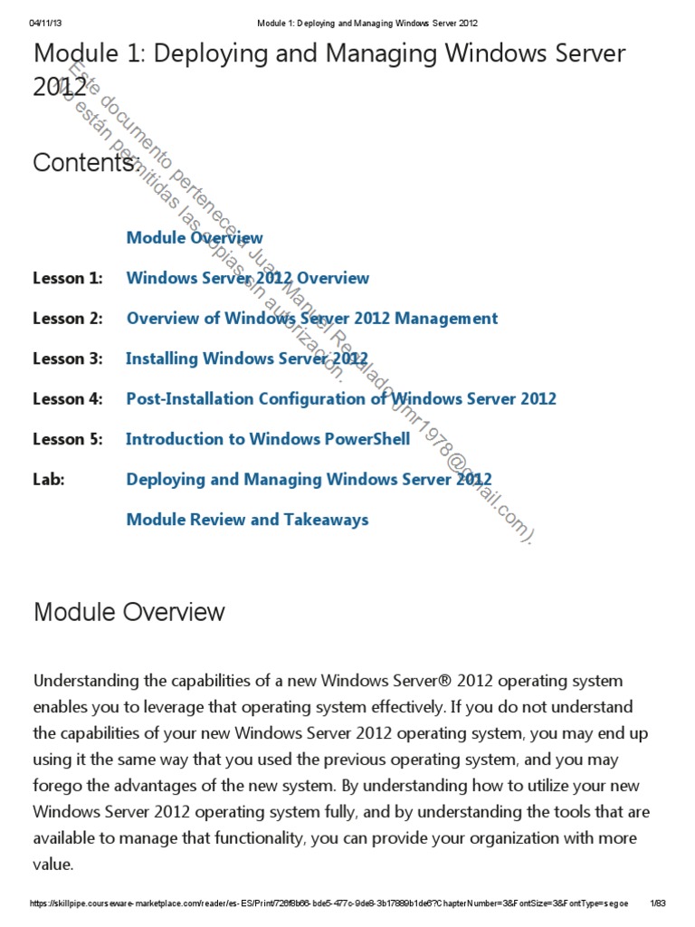 Module 1 - Deploying and Managing Windows Server 2012 | PDF | Cloud ...