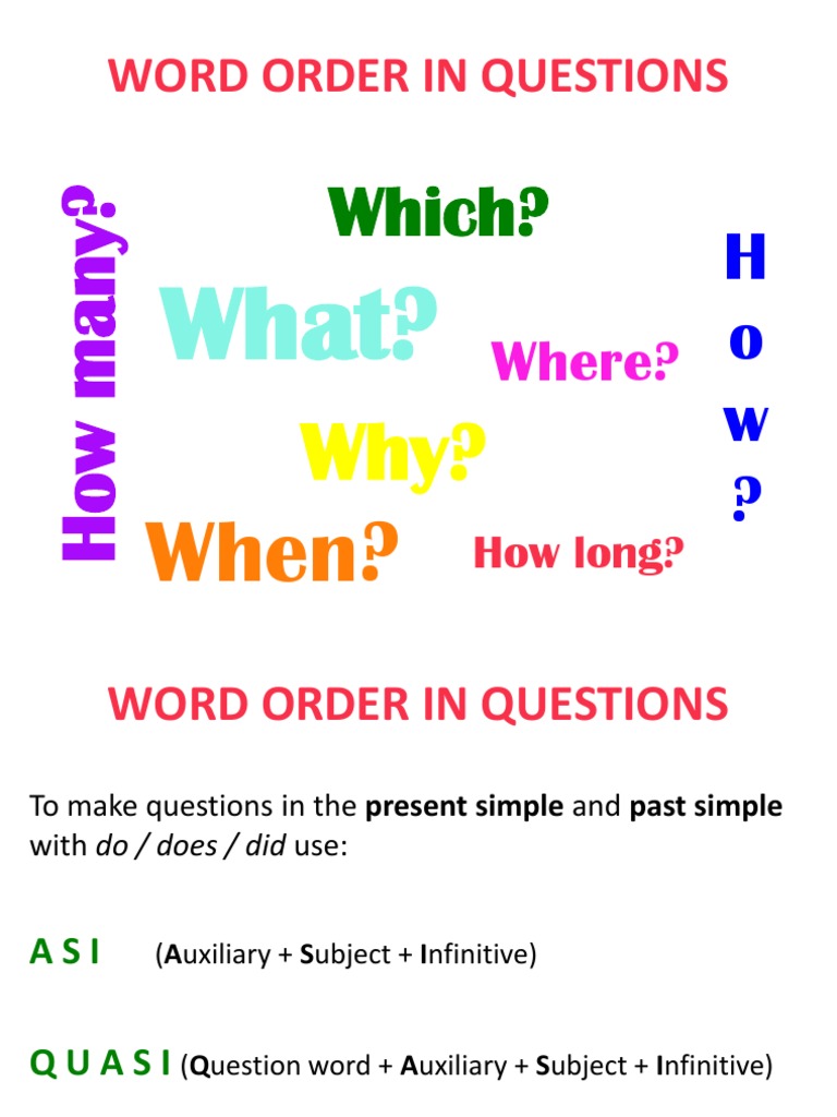 Word Order in Questions | PDF | Question | Verb